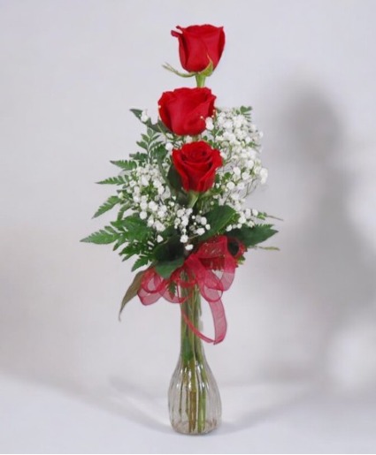 3 Rose Bud Vase Rose Arrangement in San Antonio, TX - Bloomshop