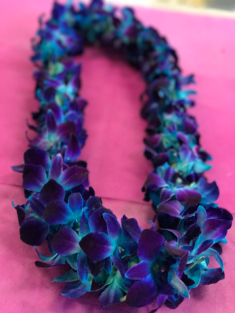 Blue Double Orchid Lei Graduation Lei in Santa Barbara, CA - Lily's ...