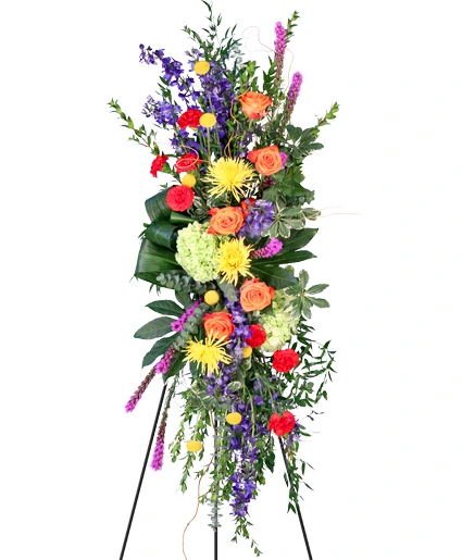 Consoling Colors Standing Spray in Lynn Haven, FL - Flowers by Pam
