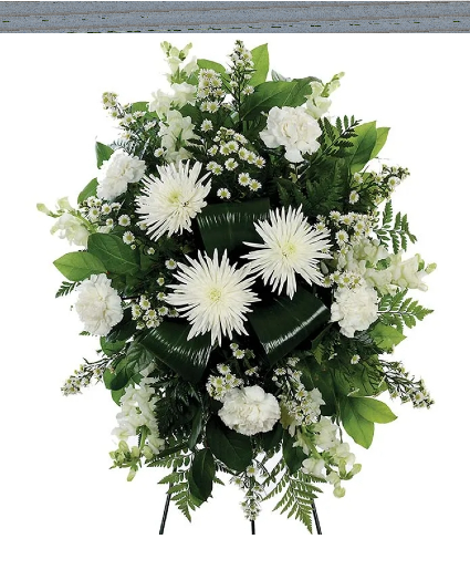 Small White Tribute Standing Funeral Spray in Perris, CA - VAN BUREN ...
